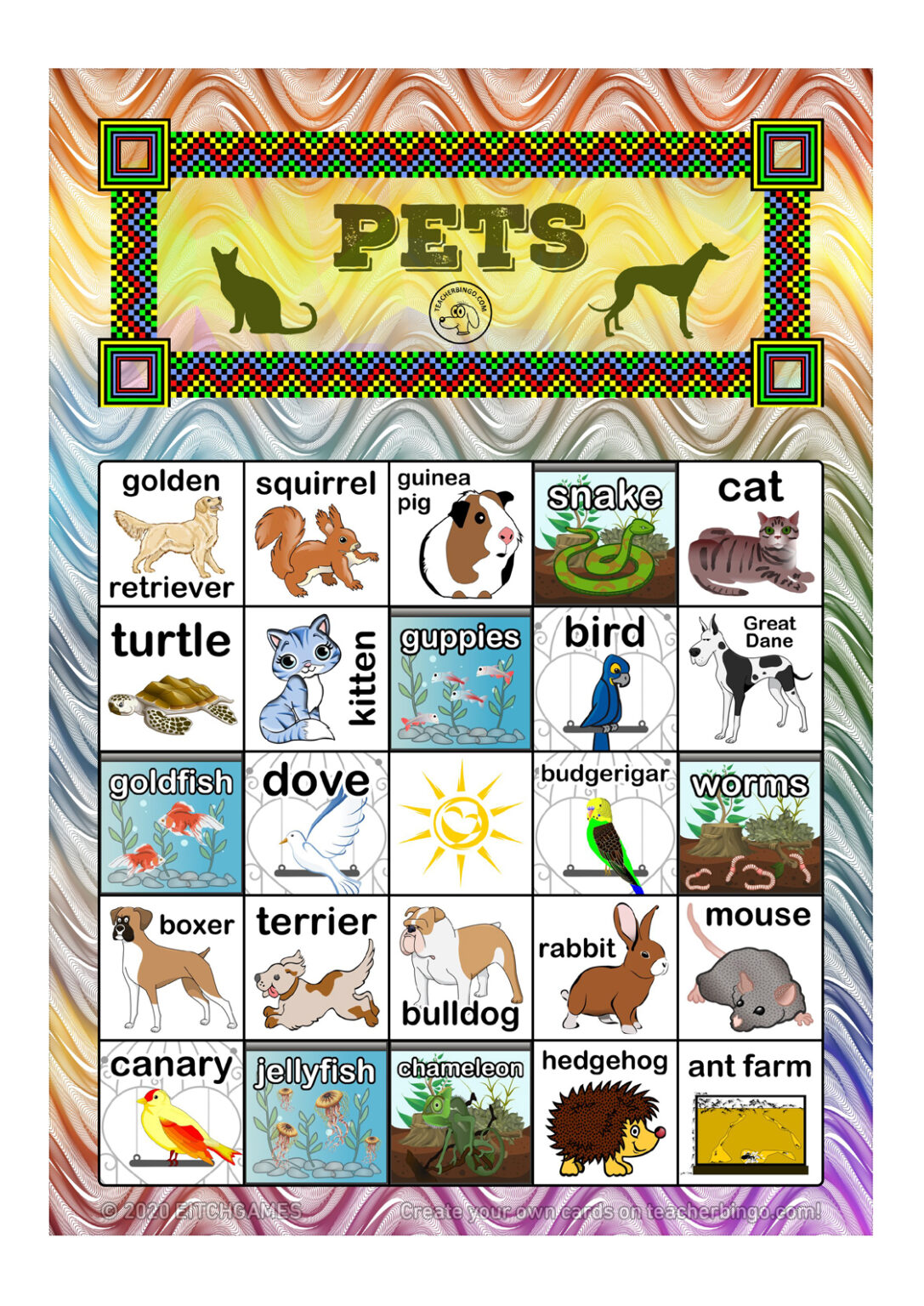 Pets Bingo 5x5 (100 pages + call sheet) | Made By Teachers