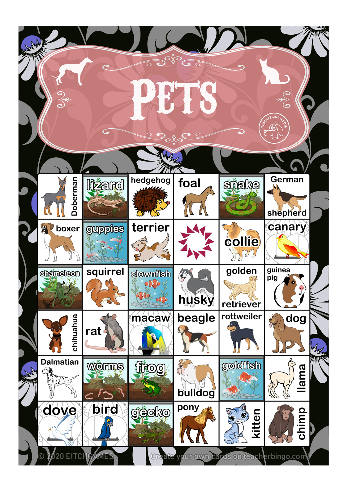 Pets Bingo 6x6 (100 pages + call sheet) | Made By Teachers