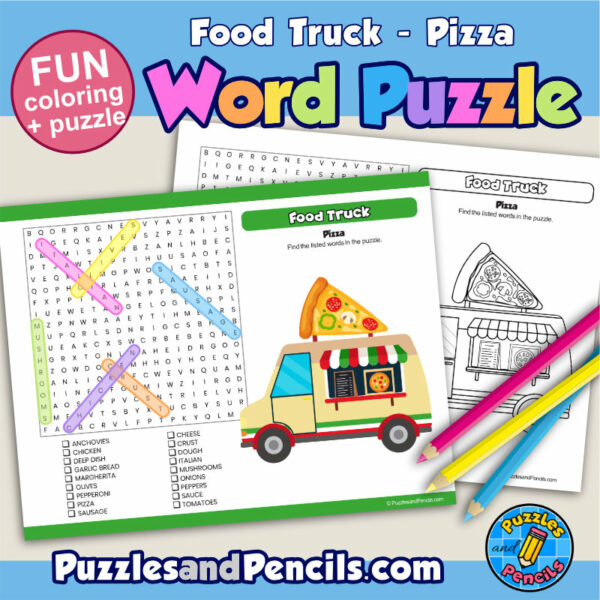 Pizza Food Truck Word Search Puzzle Activity Page | Wordsearch | Made ...