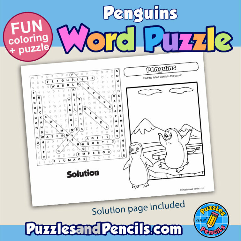 Penguins Word Search Puzzle Activity Page | Wordsearch | Made By Teachers