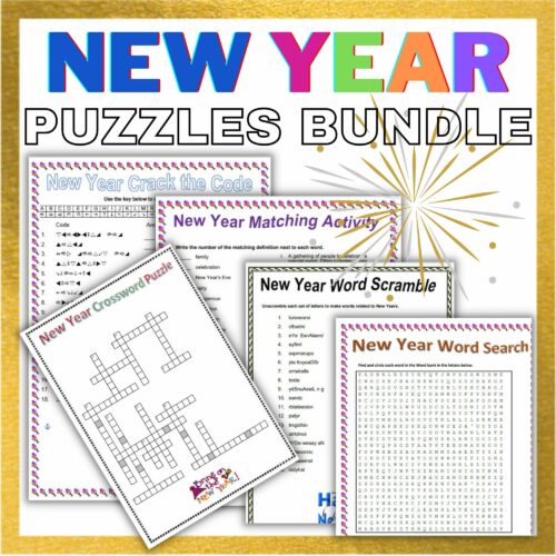 New Year Bundle - Crossword, Word Search, Matching, Scramble, Crack the ...