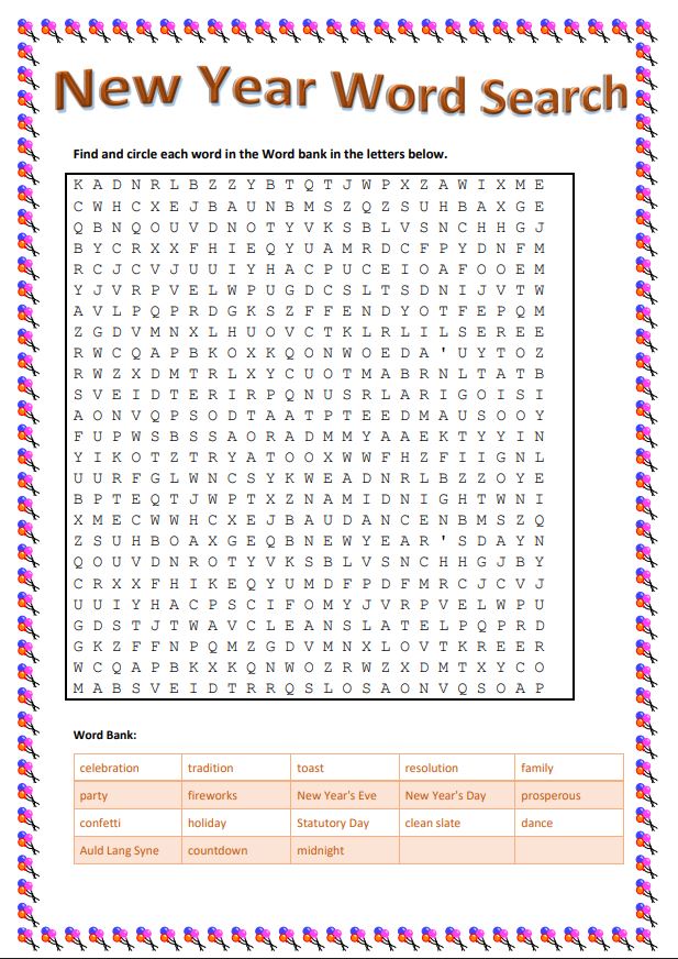 New Year Bundle - Crossword, Word Search, Matching, Scramble, Crack the ...