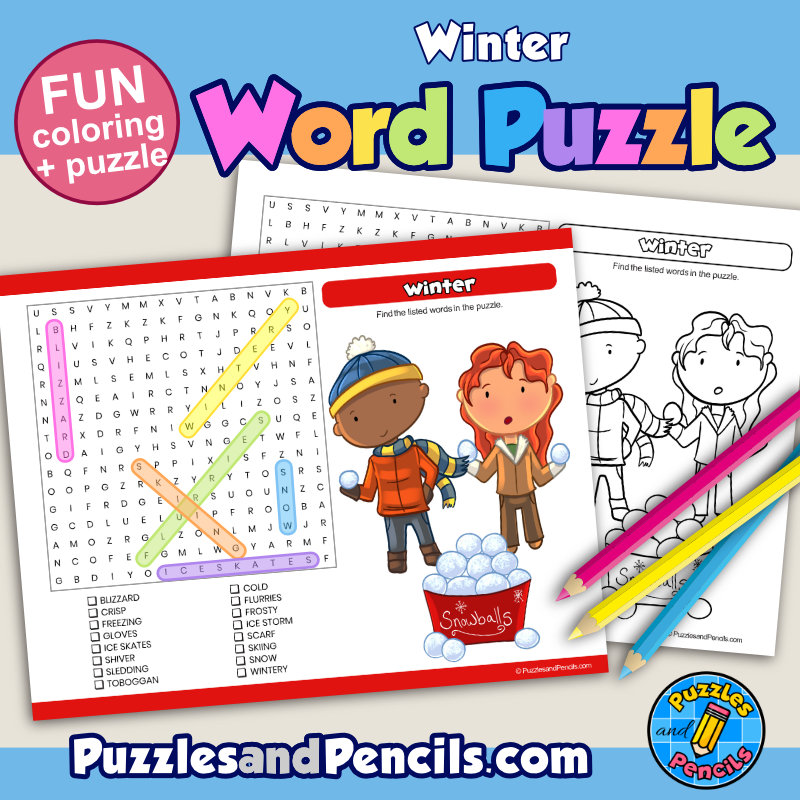 Winter Word Search Puzzle Activity Page | Seasons Wordsearch | Made By ...