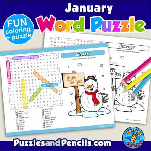 January Word Search Puzzle Activity Page | Wordsearch | Made By Teachers