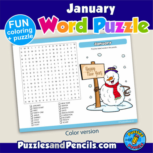January Word Search Puzzle Activity Page | Wordsearch - Made By Teachers