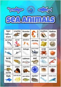 Sea Animals Bingo 6x6 (100 pages + call sheet) | Made By Teachers