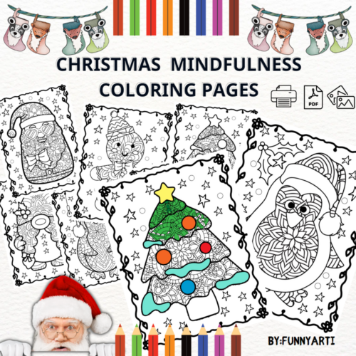 Christmas Zentangle Mandala Coloring Pages,Winter mindfulness stress ...