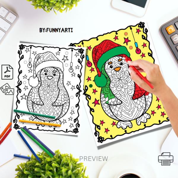 Christmas Zentangle Mandala Coloring Pages,Winter mindfulness stress ...