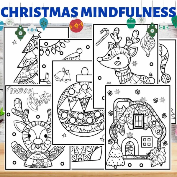 Christmas Zentangle Mandala Coloring Pages,Winter mindfulness stress ...