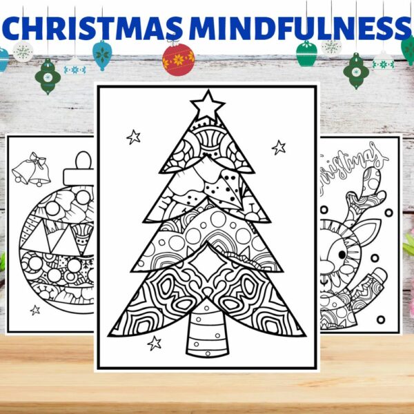 Christmas Zentangle Mandala Coloring Pages,Winter mindfulness stress ...