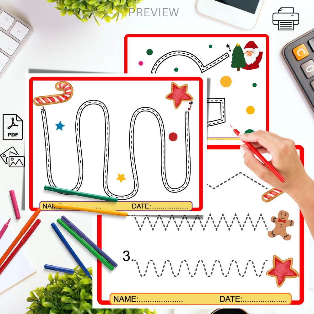 Christmas Pencil Control,Gingerbread ,Santaclaus,Gifts... For Toddlers ...