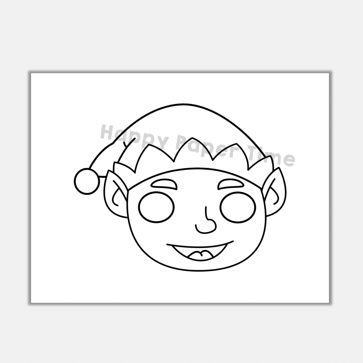 Christmas Elf Paper Mask Printable Coloring Costume Craft Activity ...