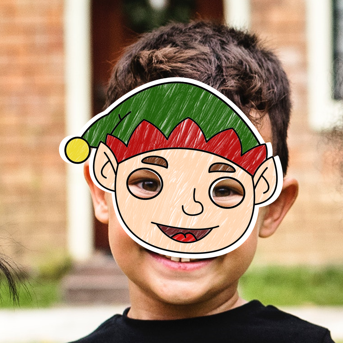 Christmas Elf Paper Mask Printable Coloring Costume Craft Activity ...