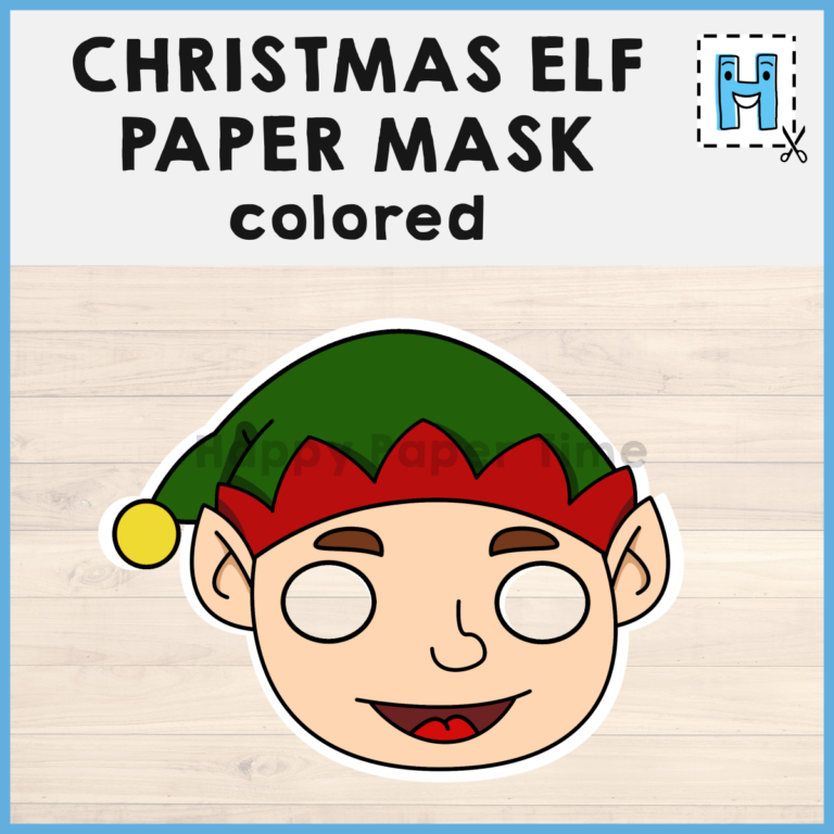 Christmas Elf Paper Hat Printable Coloring Craft Winter Christmas ...