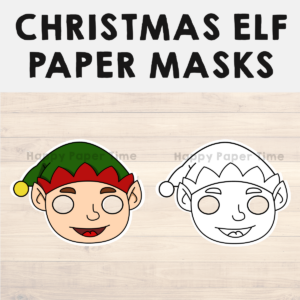 Christmas elf Paper Mask Printable Coloring Costume Craft Activity ...