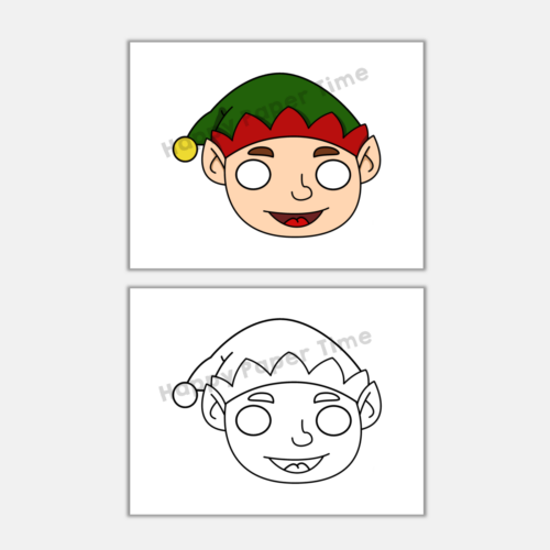 Christmas elf Paper Mask Printable Coloring Costume Craft Activity ...