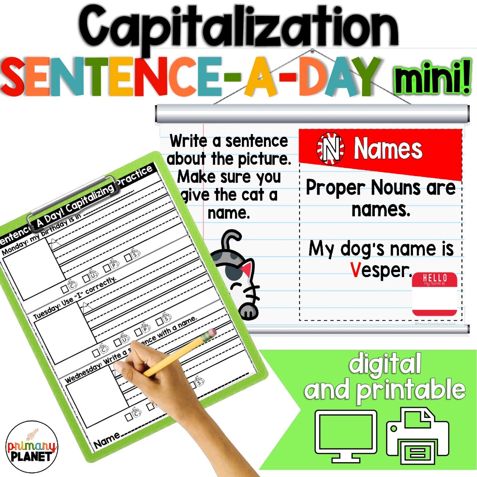 Capitalization Practice - Daily Sentence Writing Mini Lessons ...