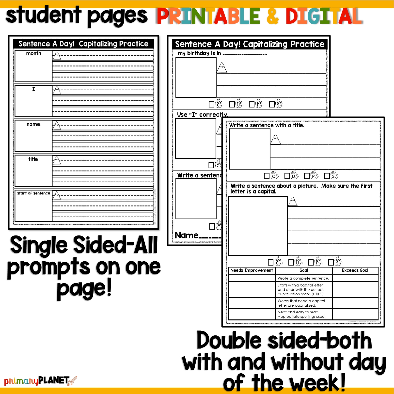 Capitalization Practice - Daily Sentence Writing Mini Lessons ...