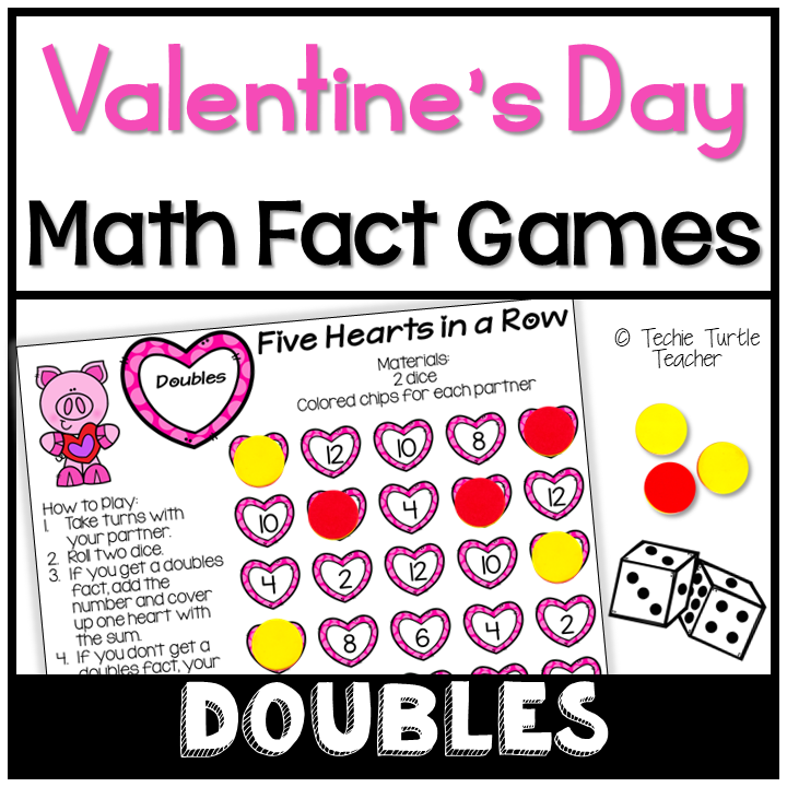 Addition Doubles Strategy Valentine's Day Math Fact Games: Partner ...