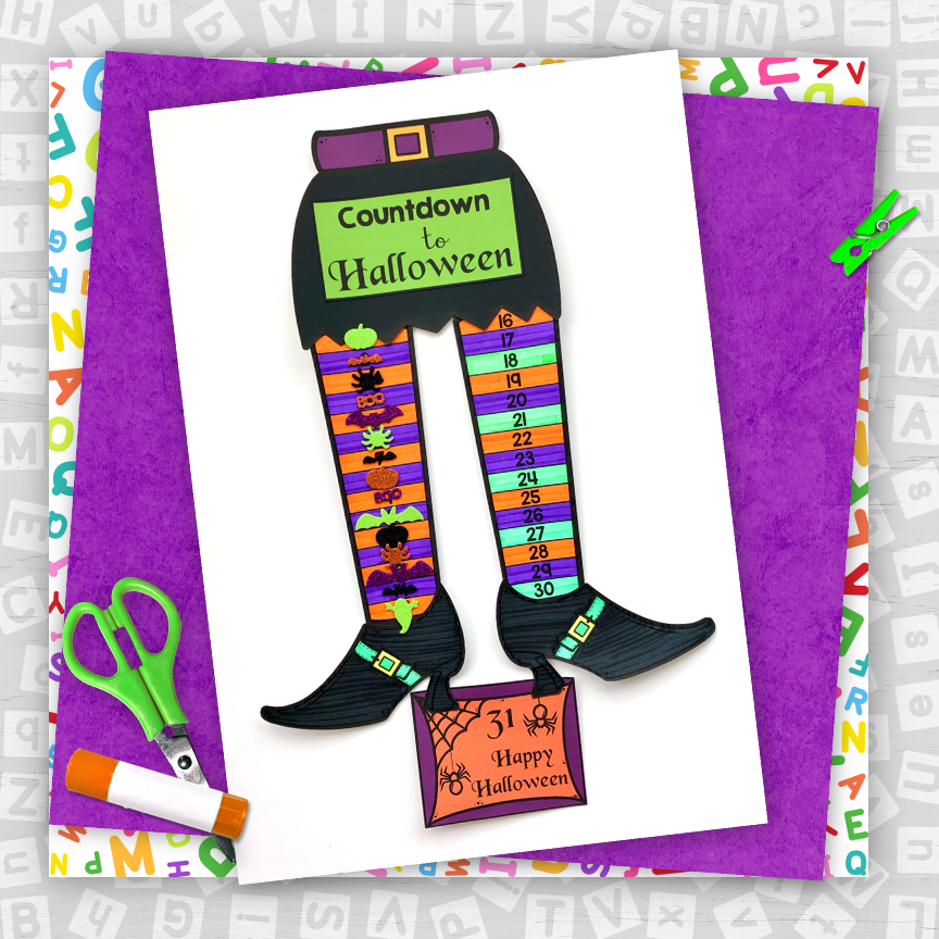 Witch Stockings Countdown Craft for Halloween or October | Made By Teachers