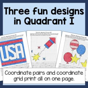 Patriotic Coordinate Plane Mystery Graphing Pictures in Quadrant I ...