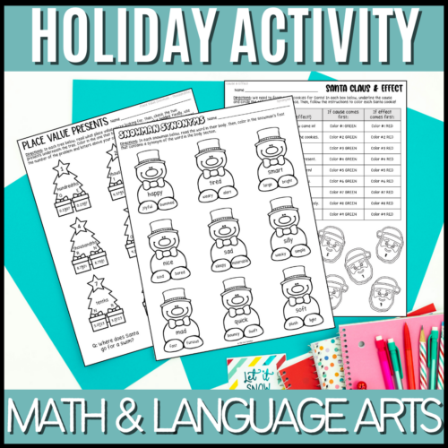 Math and Language Arts Holiday Christmas Practice Worksheets and ...