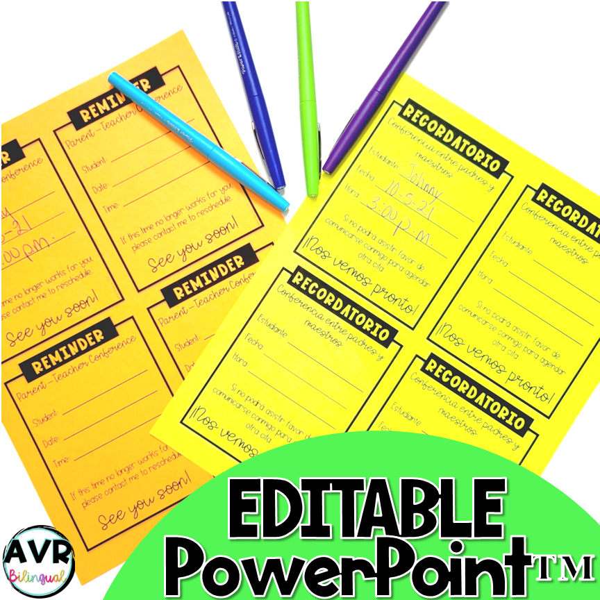 Bilingual Parent Teacher Conference Forms Pack | Print & Go | Editable ...