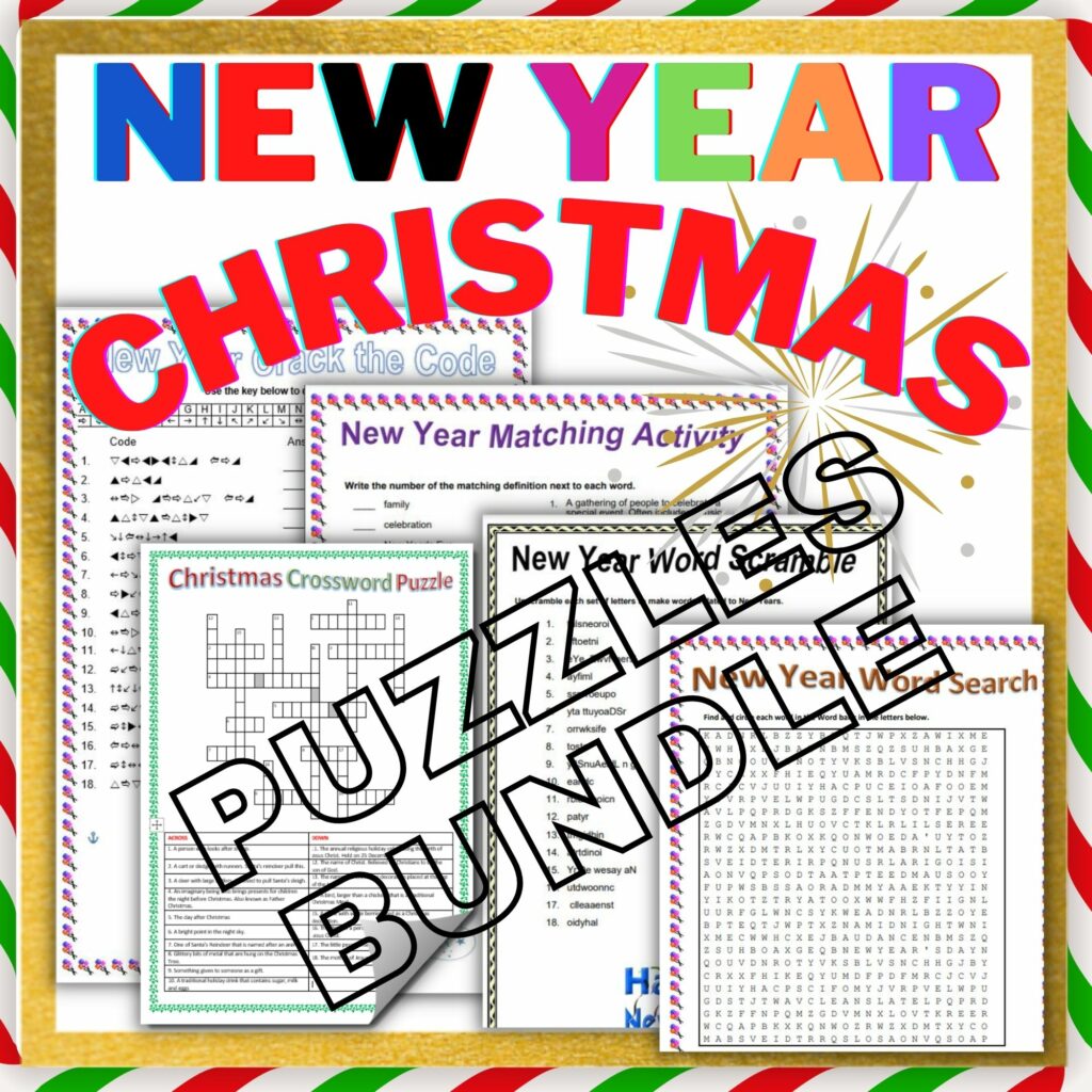 Christmas and New Year Bundle - Crosswords, Word Search, Coding ...