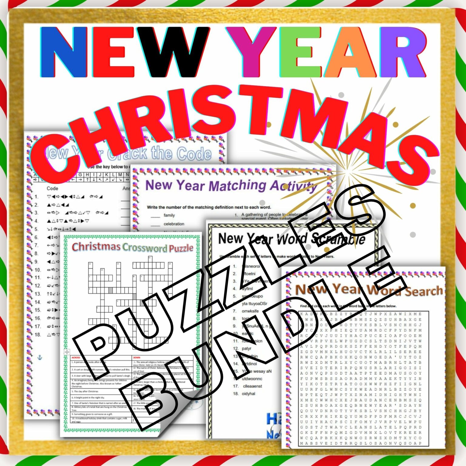 Christmas and New Year Bundle - Crosswords, Word Search, Coding ...
