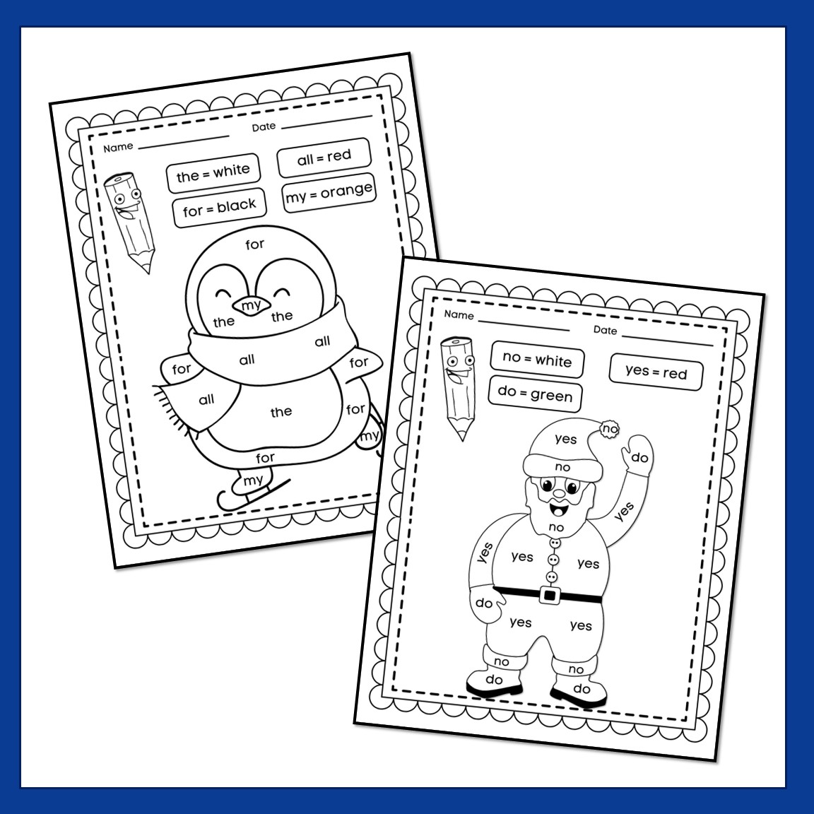 Christmas Color by Sight Word (Kindergarten) December Winter Coloring ...