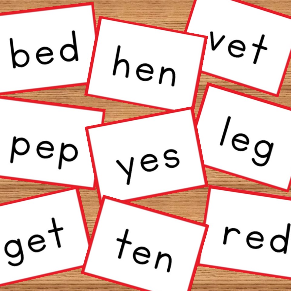 Short Vowel CVC Word Cards - Flash Cards and Word Lists - Short e ...