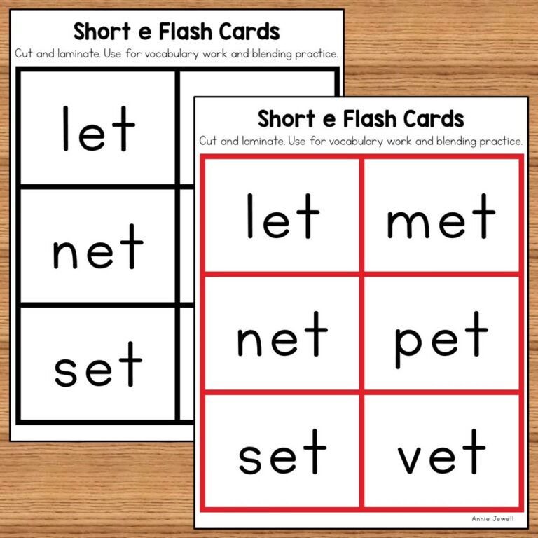 Short Vowel CVC Word Cards - Flash Cards and Word Lists - Short e ...