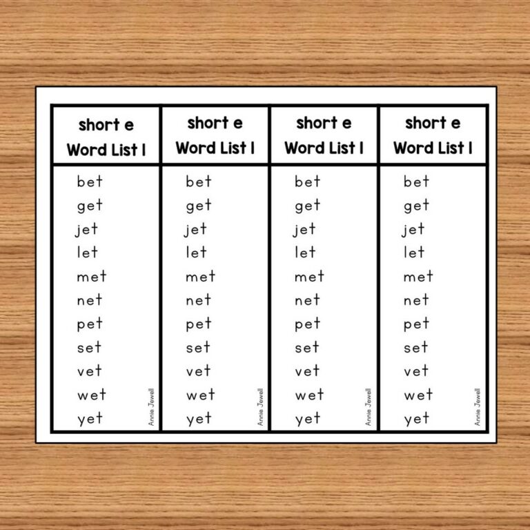 Short Vowel CVC Word Cards - Flash Cards and Word Lists - Short e ...
