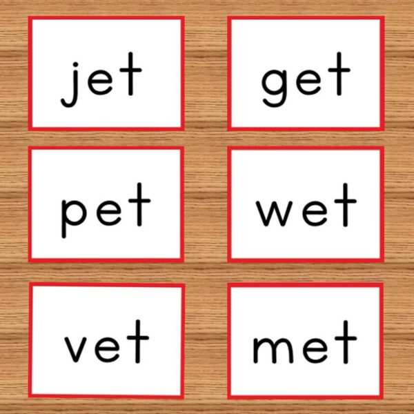 Short Vowel CVC Word Cards - Flash Cards and Word Lists - Short e ...