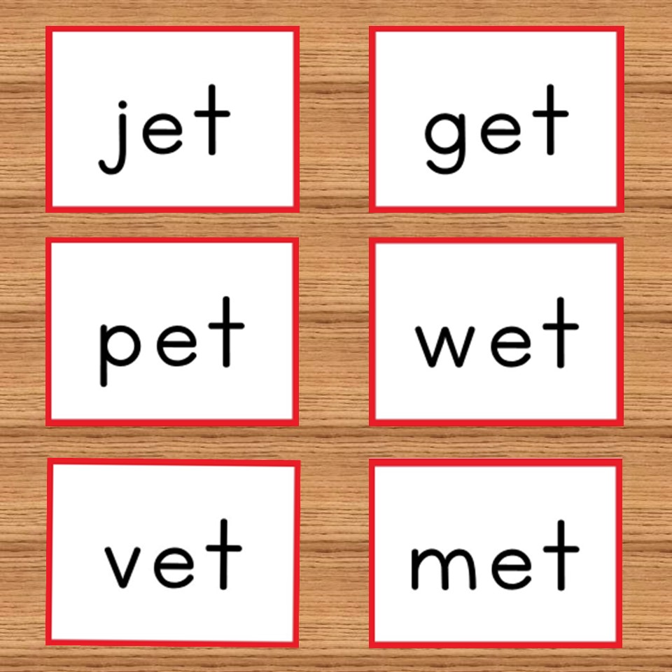 Short Vowel CVC Word Cards - Flash Cards and Word Lists - Short e ...