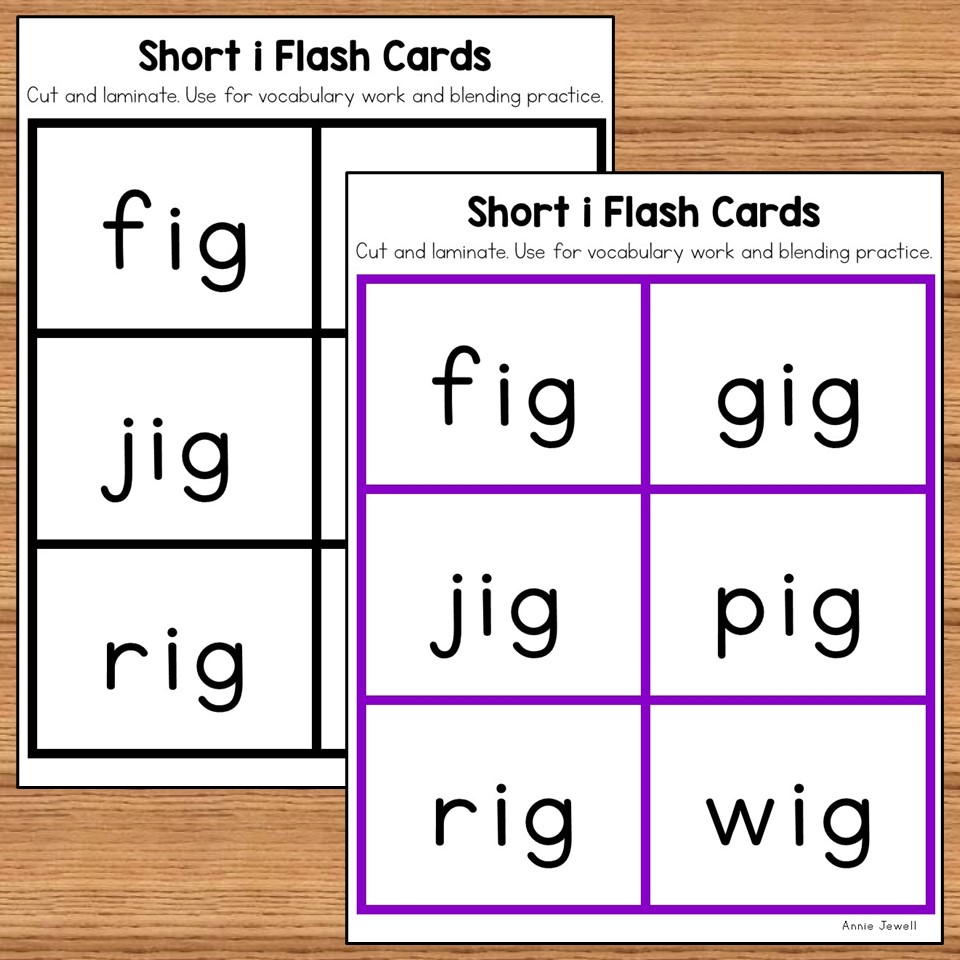 Short Vowel CVC Word Cards - Flash Cards and Word Lists - Short i ...