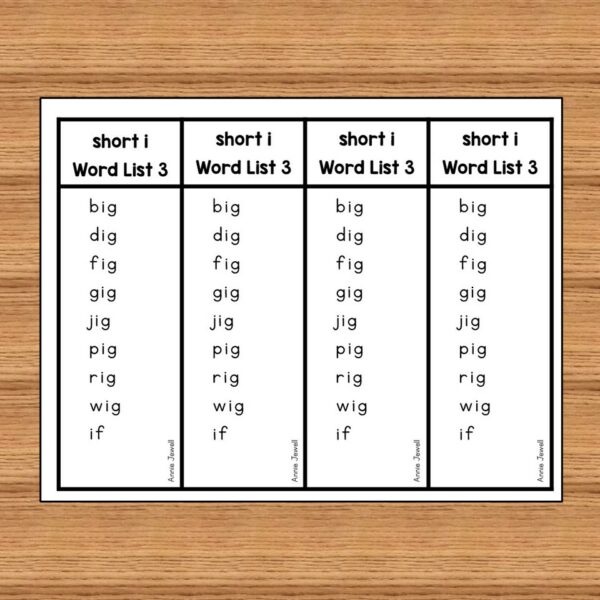 Short Vowel CVC Word Cards - Flash Cards and Word Lists - Short i ...