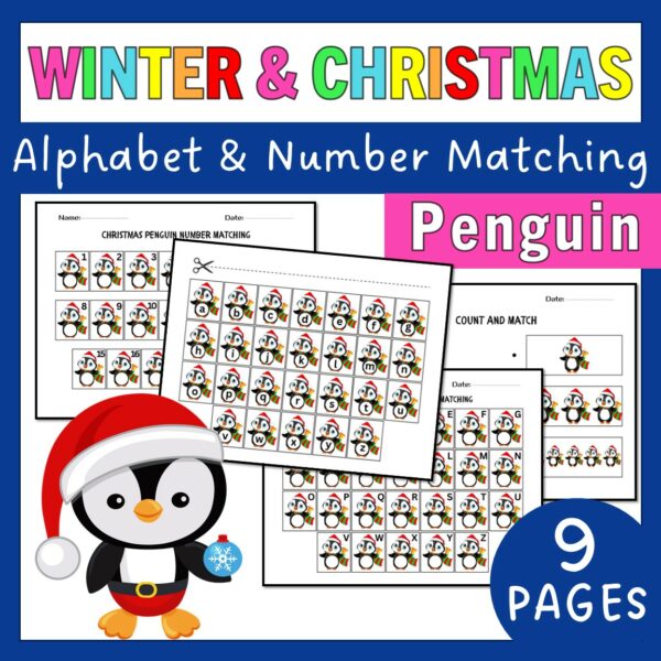 Christmas Penguin Alphabet & Number Matching | December Winter Themed ...