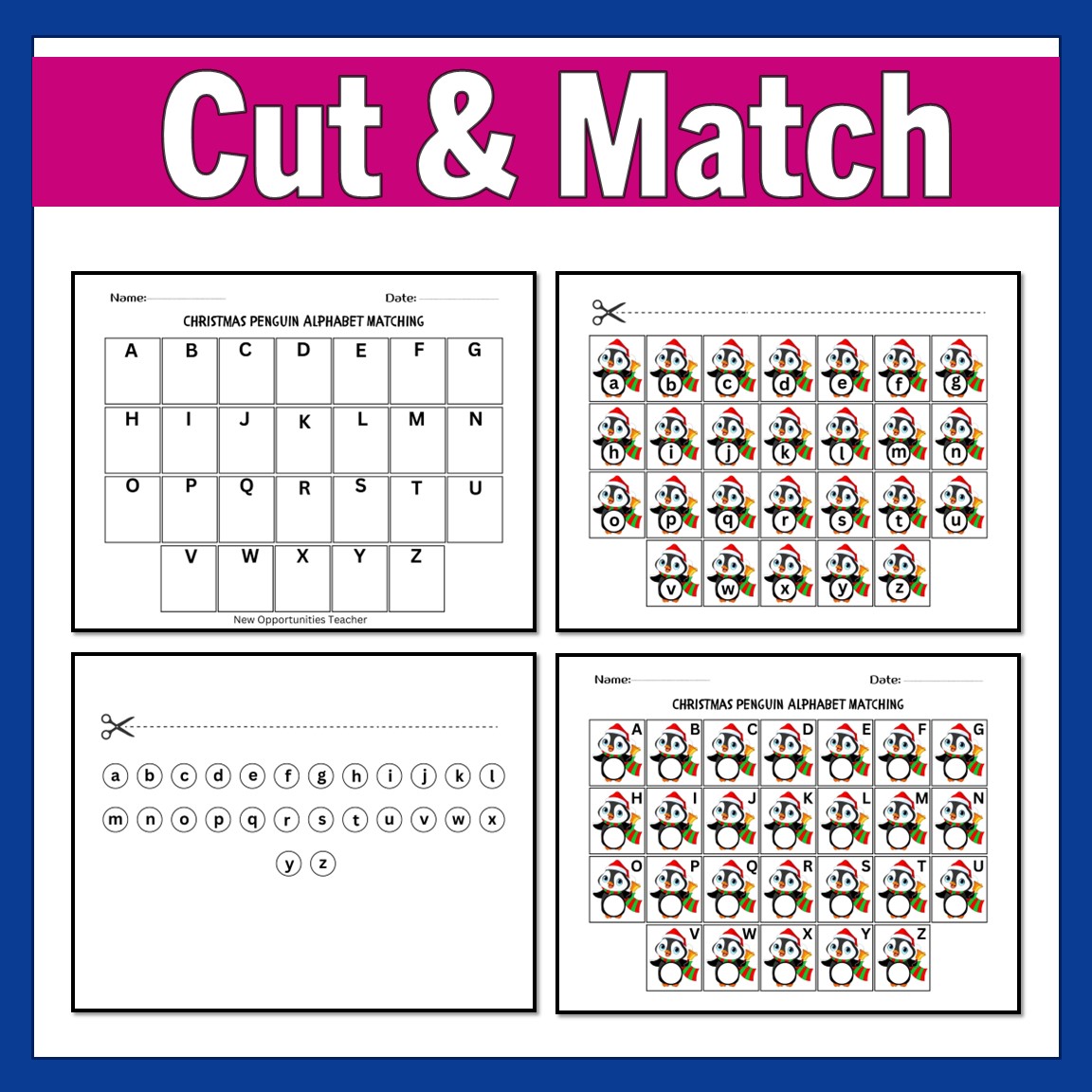 Christmas Penguin Alphabet & Number Matching | December Winter Themed ...