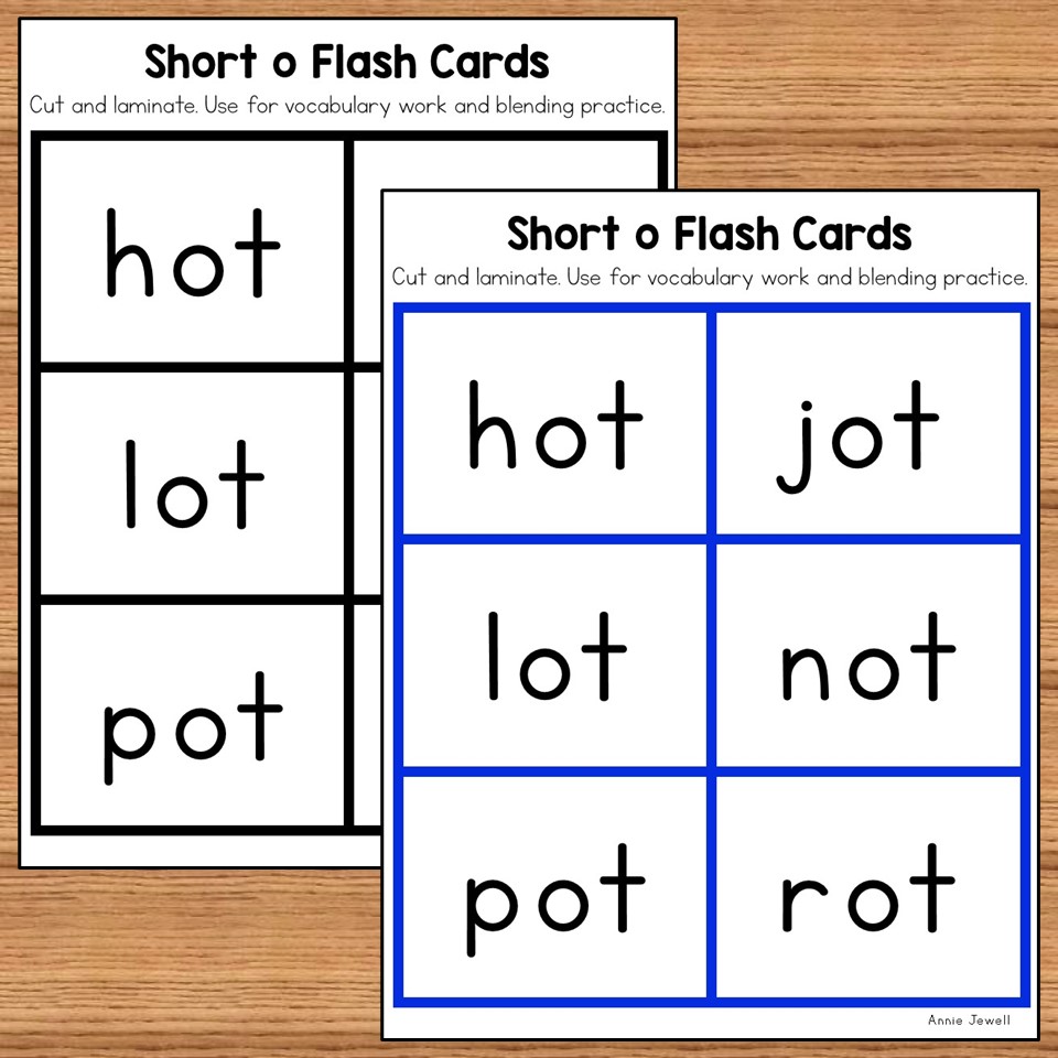 Short Vowel CVC Word Cards - Flash Cards and Word Lists - Short o ...