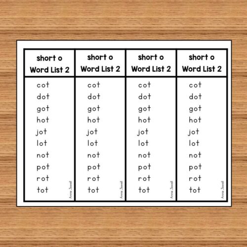 Short Vowel CVC Word Cards - Flash Cards and Word Lists - Short o ...
