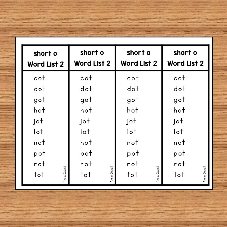 Short Vowel CVC Word Cards - Flash Cards and Word Lists - Short o ...