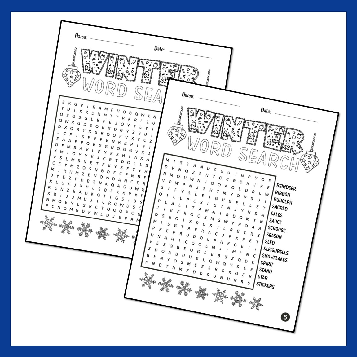 Christmas Winter Themed Word Search Puzzles | December Activities (90 ...