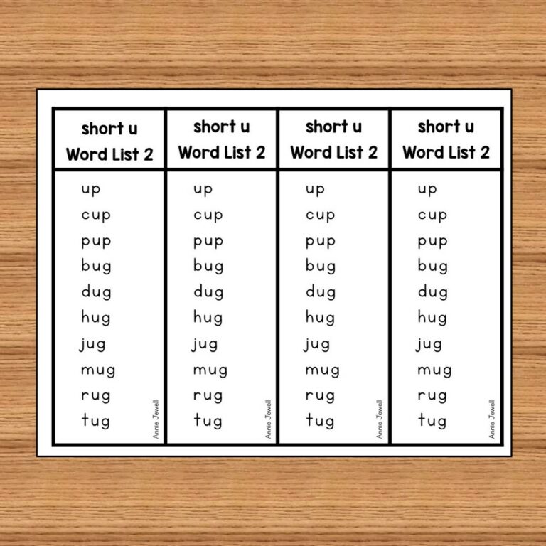 Short Vowel CVC Word Cards - Flash Cards and Word Lists - Short u ...