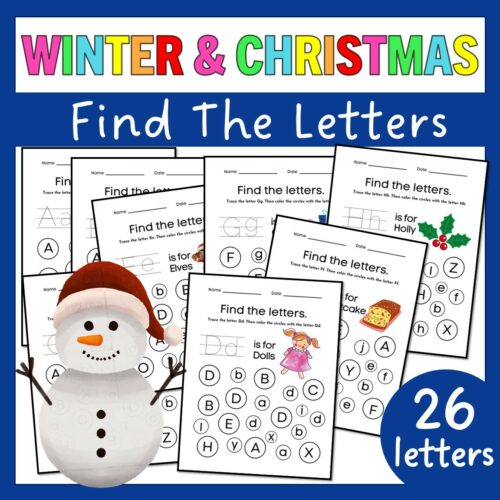 Find The Letter | Christmas & Winter Alphabet Recognition Worksheets ...
