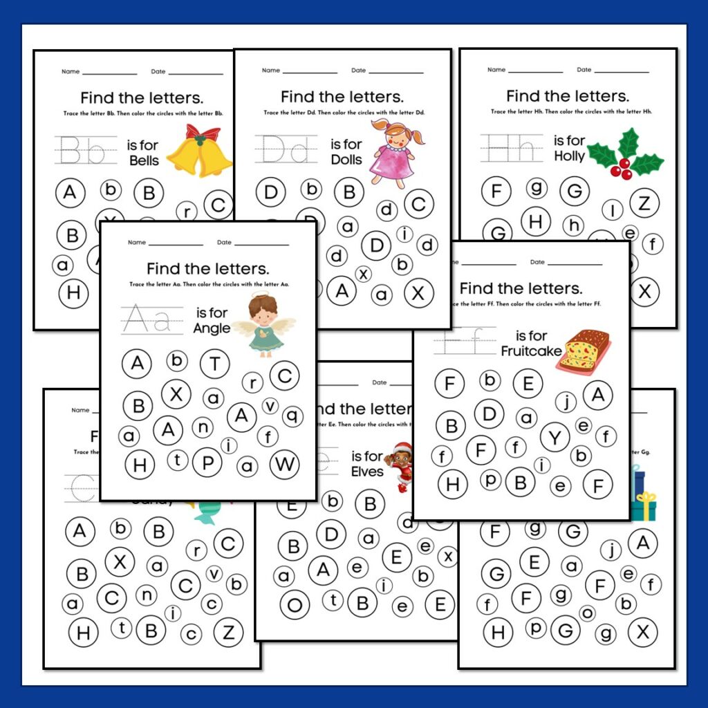 Find The Letter | Christmas & Winter Alphabet Recognition Worksheets ...