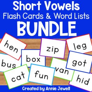 Short Vowel CVC Flash Cards and Word Lists Bundle | Made By Teachers