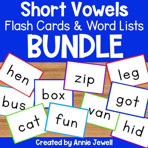 Short Vowel CVC Flash Cards and Word Lists Bundle - Made By Teachers