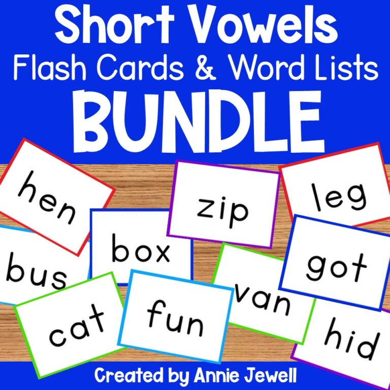 Short Vowel Word Cards with Pictures - Flashcards and Worksheets ...