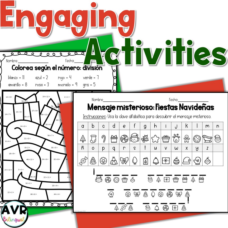 Christmas Bilingual Activity Fun Packet | No Prep Print & Go | Spanish ...